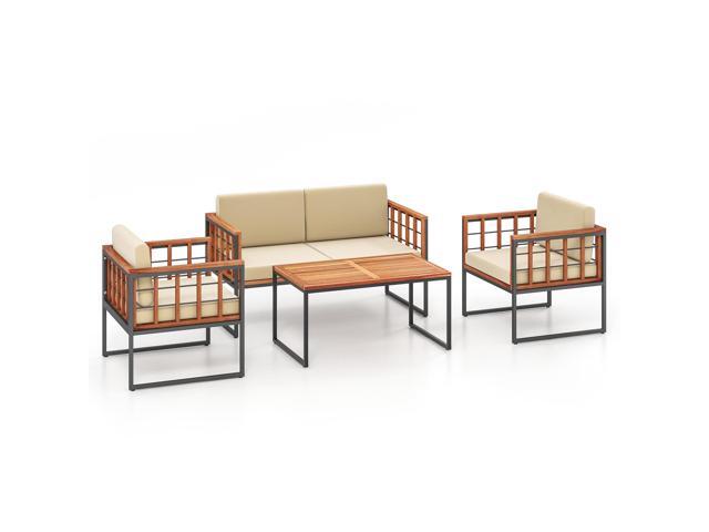 Click here for SlickBlue 4 Pieces Acacia Wood Outdoor Sofa Set fo... prices