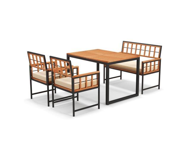 Click here for SlickBlue 4 Pieces Acacia Wood Patio Dining Set wi... prices