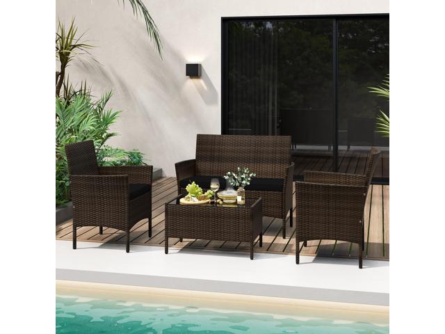 Click here for SlickBlue 4 Piece Patio Rattan Conversation Set wi... prices