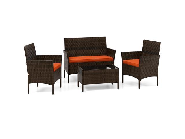 Click here for SlickBlue 4 Piece Patio Rattan Conversation Set wi... prices