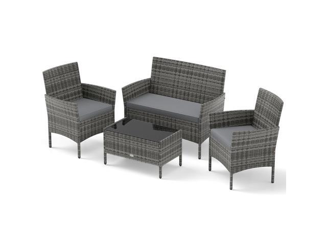 Click here for SlickBlue 4 Piece Patio Rattan Conversation Set wi... prices