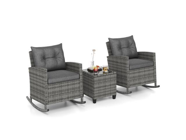 Click here for SlickBlue Patio Rattan Roker Chairs with Tempered... prices