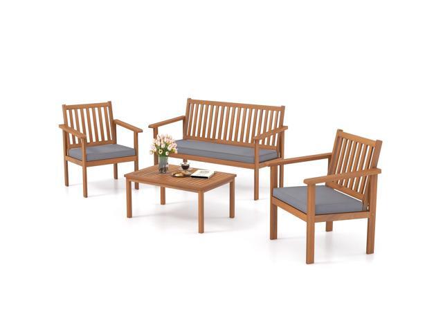 Click here for SlickBlue 4 Piece Patio Wood Furniture Set Acacia... prices