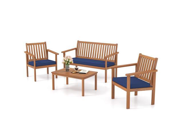 Click here for SlickBlue 4 Piece Patio Wood Furniture Set Acacia... prices