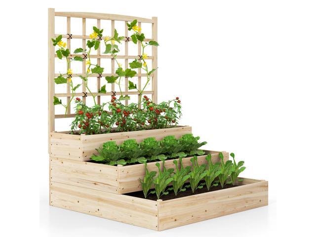 Click here for SlickBlue 3-Tier Raised Garden Bed with Lattice Tr... prices