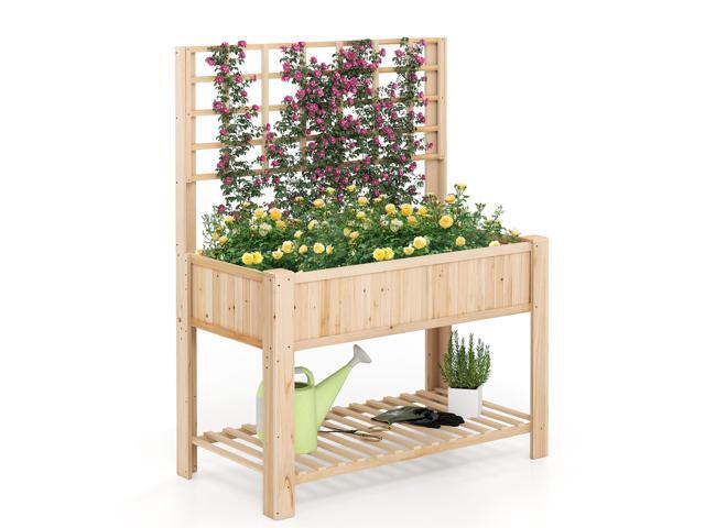 Click here for SlickBlue Raised Garden Bed with Trellis Wooden El... prices