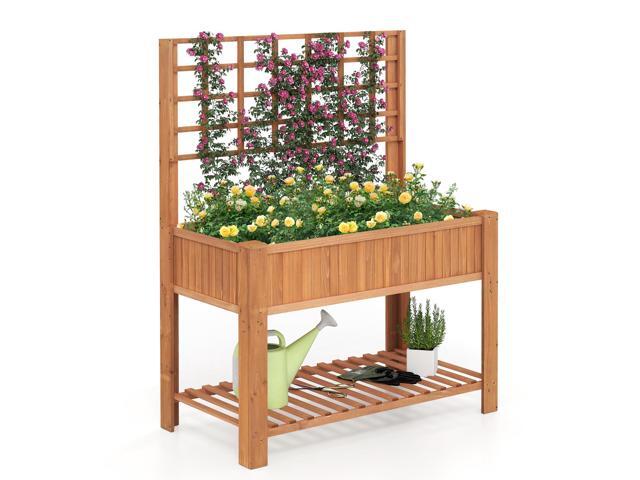 Click here for SlickBlue Raised Garden Bed with Trellis Wooden El... prices