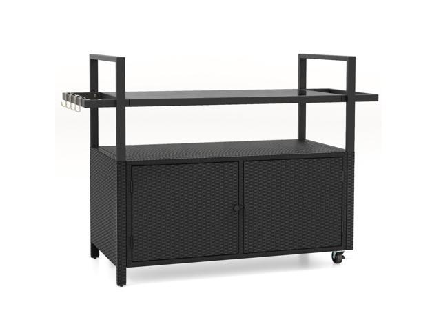 Click here for SlickBlue Outdoor Bar Cart Wicker Buffet Serving C... prices