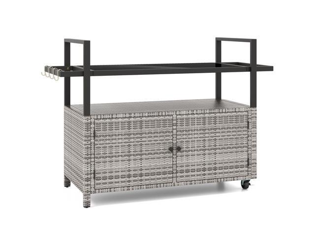 Click here for SlickBlue Outdoor Bar Cart Wicker Buffet Serving C... prices