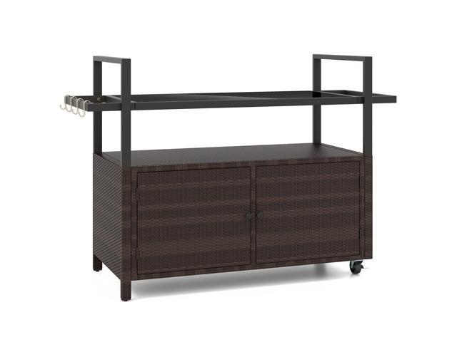 Click here for SlickBlue Outdoor Bar Cart Wicker Buffet Serving C... prices