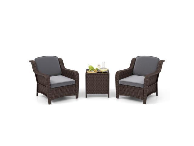 Click here for SlickBlue 3 Pieces Outdoor Rattan Furniture Set wi... prices