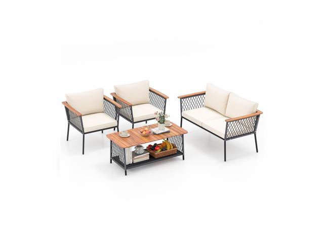Click here for SlickBlue 4 Piece Patio Rattan Furniture Set with... prices