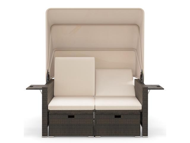 Click here for SlickBlue Outdoor Patio Rattan Daybed with Retract... prices