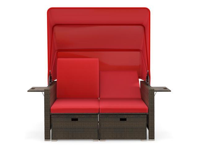 Click here for SlickBlue Outdoor Patio Rattan Daybed with Retract... prices