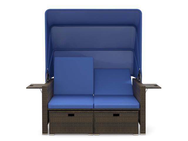 Click here for SlickBlue Outdoor Patio Rattan Daybed with Retract... prices