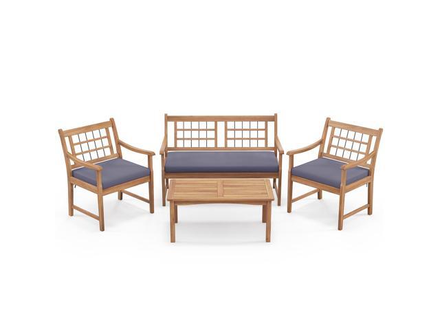 Click here for SlickBlue 4 Piece Wood Patio Furniture with Armcha... prices