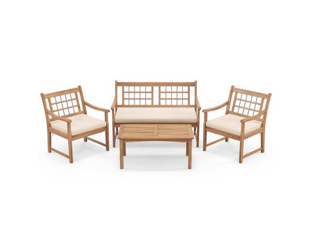 Click here for SlickBlue 4 Piece Wood Patio Furniture with Armcha... prices