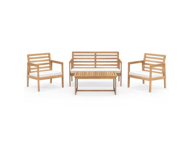 Click here for SlickBlue 4 Piece Wood Patio Conversation Set with... prices