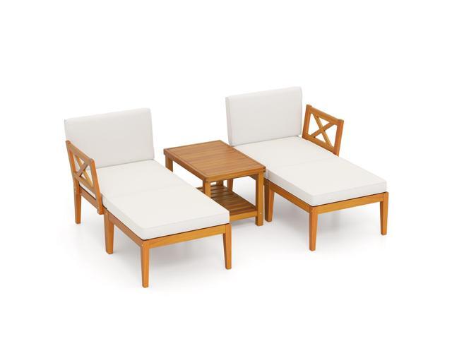 Click here for SlickBlue 5 Pieces Acacia Wood Patio Chaise Lounge... prices
