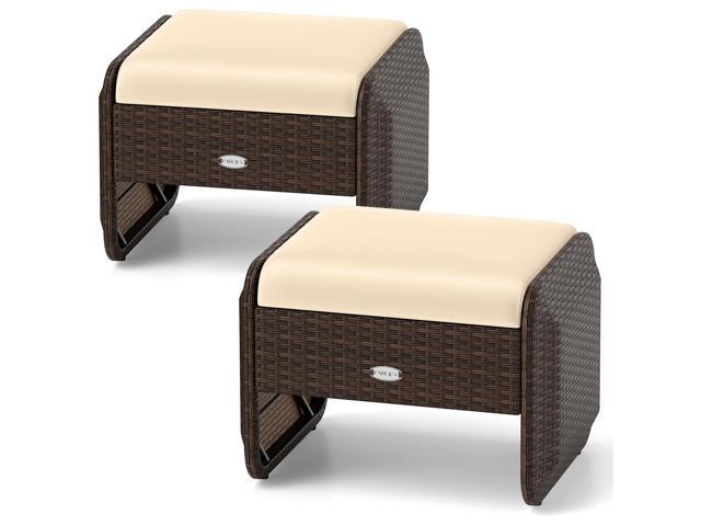 Click here for SlickBlue 2 Pieces Outdoor Patio PE Wicker Ottoman... prices