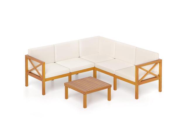 Click here for SlickBlue Outdoor 6 Pieces Acacia Wood Patio Secti... prices