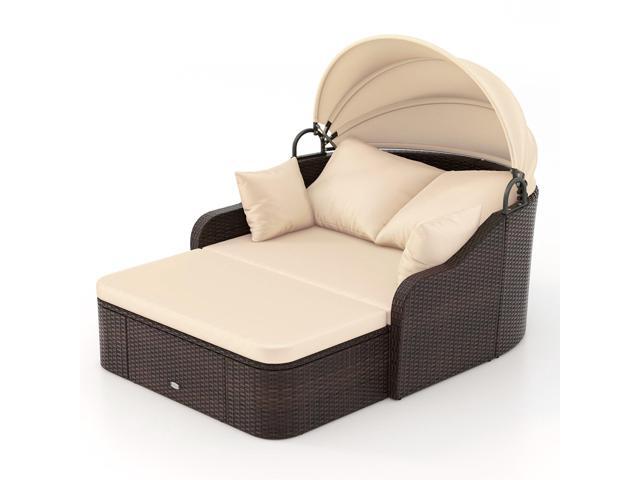 Click here for SlickBlue Patio PE Rattan Daybed with Retractable... prices