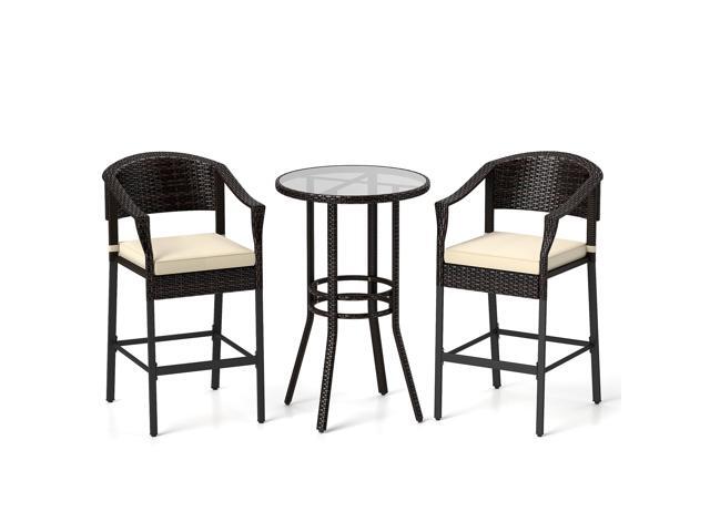 Click here for SlickBlue 3-Piece Patio Rattan Bar Set with Temper... prices