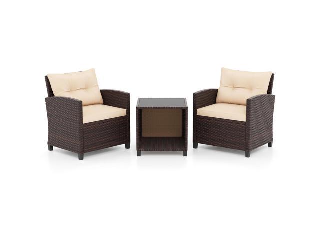 Click here for SlickBlue 3 Piece Patio Sofa Set Wicker Chairs and... prices