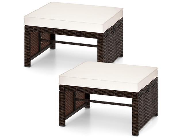 Click here for SlickBlue 2-Piece PE Rattan Patio Ottomans for Out... prices