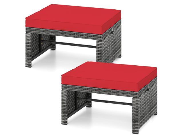 Click here for SlickBlue Patio PE Rattan Ottomans Set of 2 with R... prices