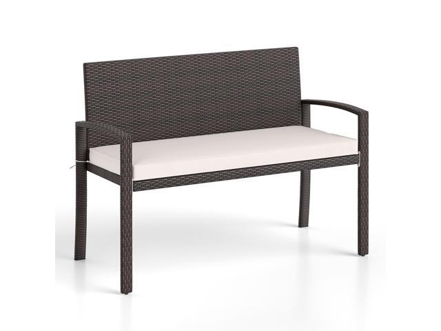 Click here for SlickBlue Wicker 2-Seat Bench with Soft Seat Cushi... prices