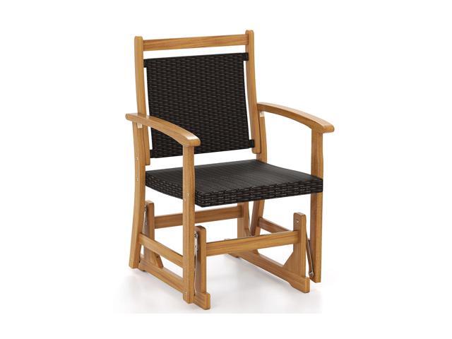 Click here for SlickBlue Patio Rattan Glider Chair with Acacia Wo... prices