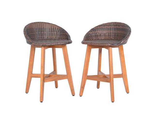 Click here for SlickBlue Outdoor Faux Rattan Bar Chairs Set of 2... prices