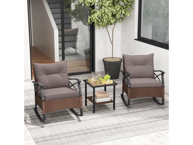Click here for SlickBlue 3 Pieces Outdoor Rattan Rocking Chairs S... prices