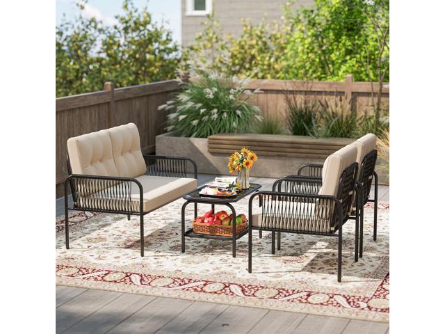 Click here for SlickBlue 4 Pieces Patio Furniture Set PE Rattan S... prices