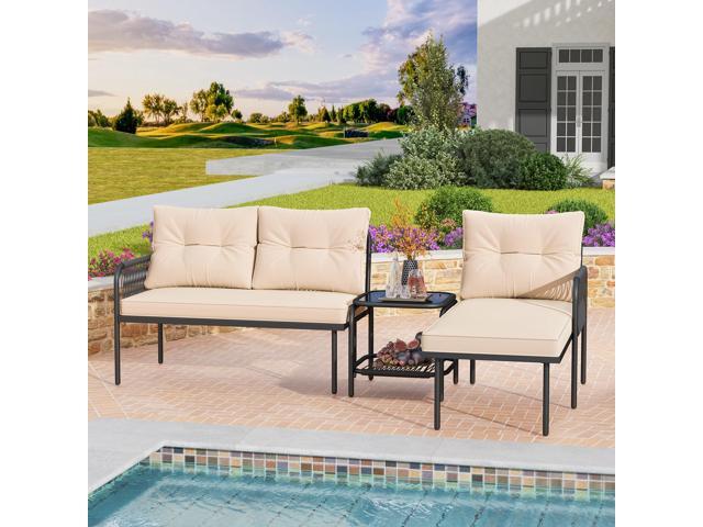 Click here for SlickBlue 3-Piece L Shaped Patio Furniture Set PE... prices