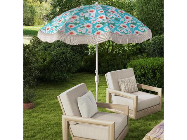 Click here for SlickBlue 6.5 FT Beach Umbrella with Fringe Outdoo... prices