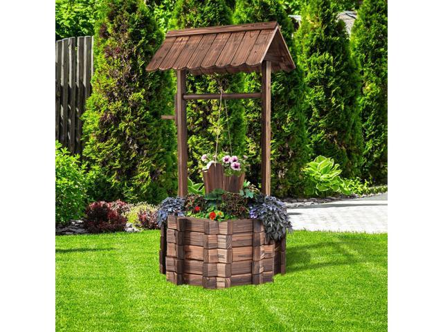 Click here for SlickBlue Outdoor Wooden Wishing Well Planter Buck... prices