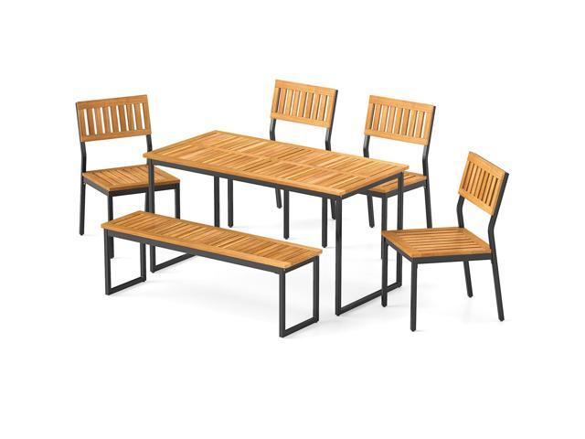 Click here for SlickBlue 6 Pieces Outdoor Acacia Wood Dining Set... prices