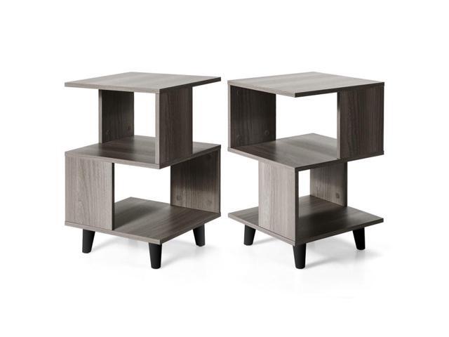 Click here for SlickBlue 2 Pieces Wooden Modern Nightstand Set wi... prices