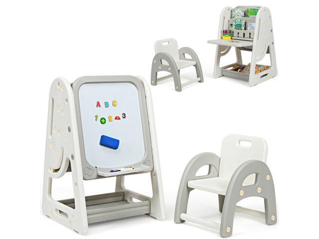 Click here for SlickBlue 2-in-1 Kids Easel Desk Chair Set Book Ra... prices