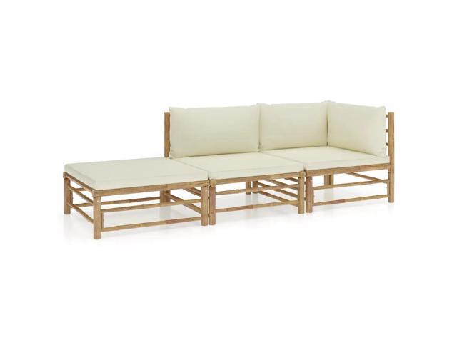 Click here for vidaXL 3 Piece Patio Lounge Set with Cream White C... prices