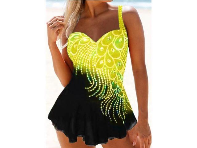 Click here for 2 Piece Swim Dress with padded bra - Yellow Swimsu... prices