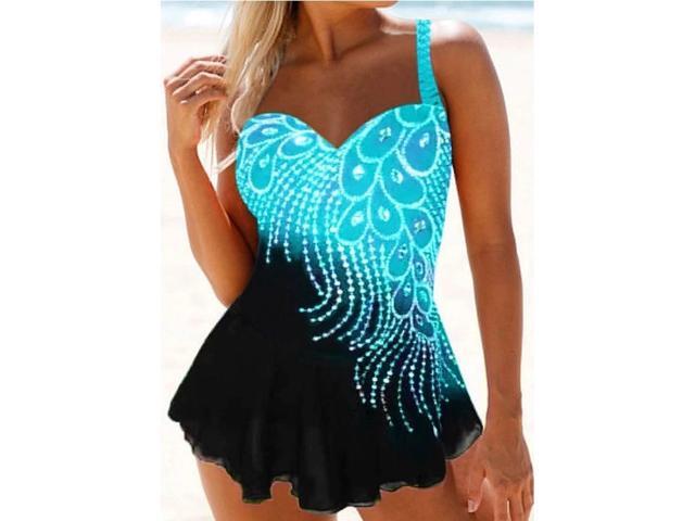 Click here for 2 Piece Bathing Suits Swim Dress with Black Swim P... prices