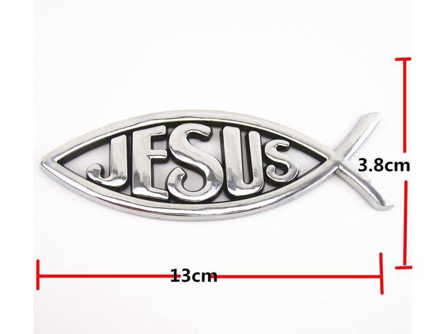 Click here for Acaigel 3D Silver Jesus Fish Emblems Car Sticker C... prices