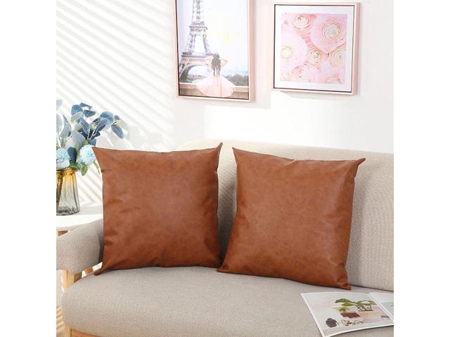 Click here for Vegan Leather Throw Pillow Covers - 2pack- 2x Brow... prices