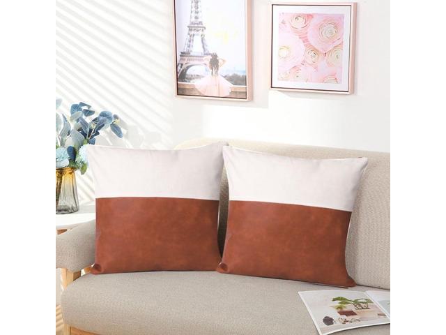 Click here for Vegan Leather Throw Pillow Covers - 2pack- 2x Brow... prices