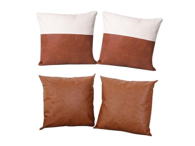 Click here for Vegan Leather Throw Pillow Covers - 4pack- 2x Brow... prices