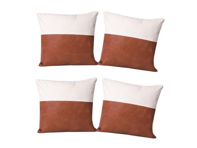 Click here for Vegan Leather Throw Pillow Covers - 4pack- 4x Brow... prices