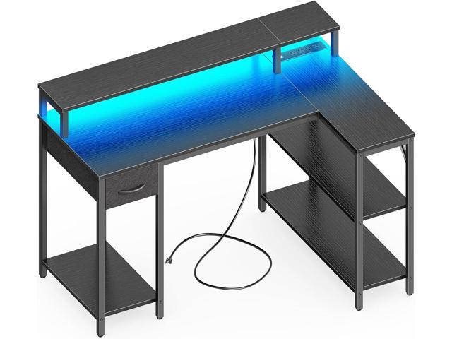 Click here for SUPERJARE L Shaped Gaming Desk with LED Lights & P... prices